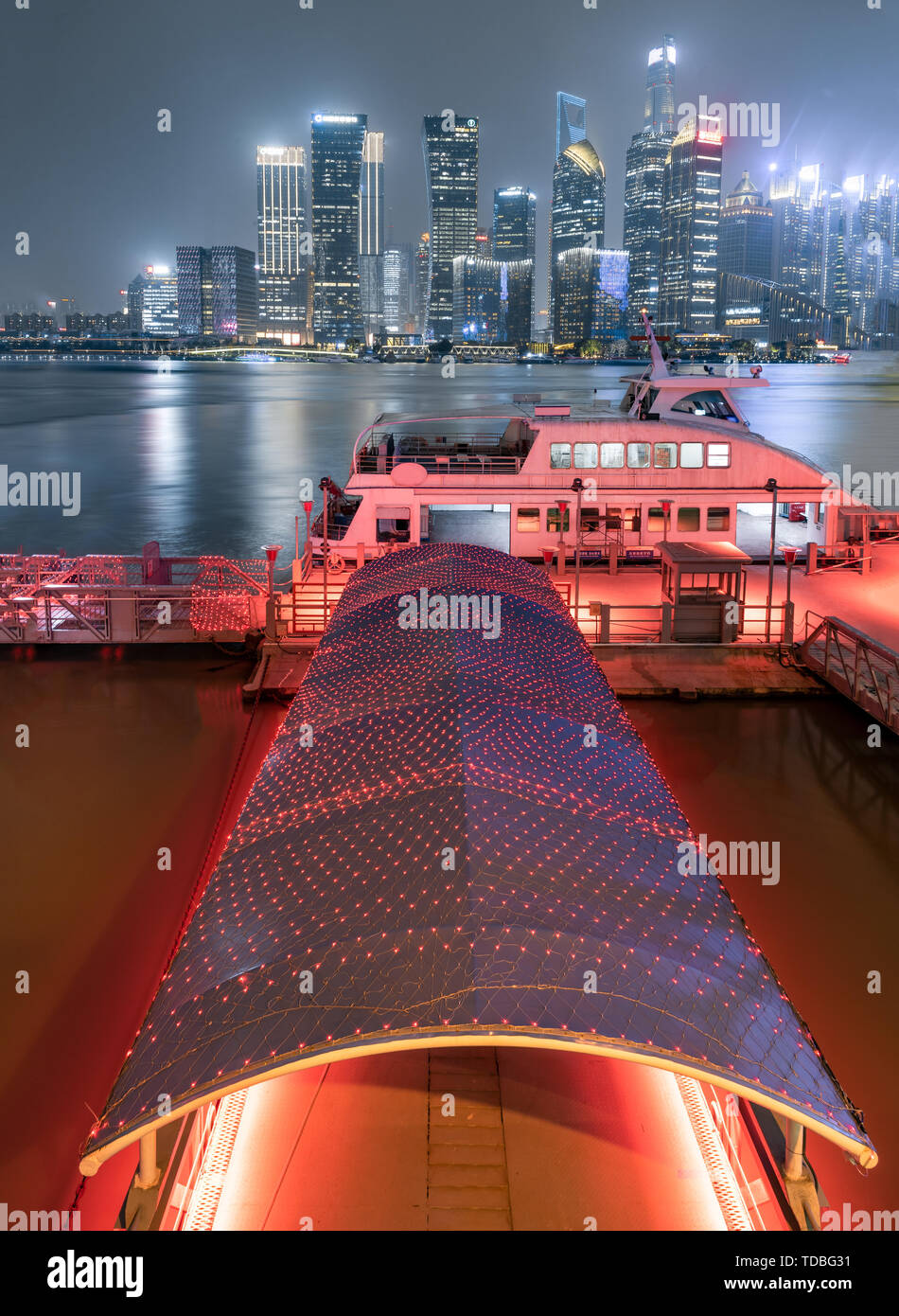 Night view of Shanghai North Bund Fair Road Ferry Station Stock Photo ...