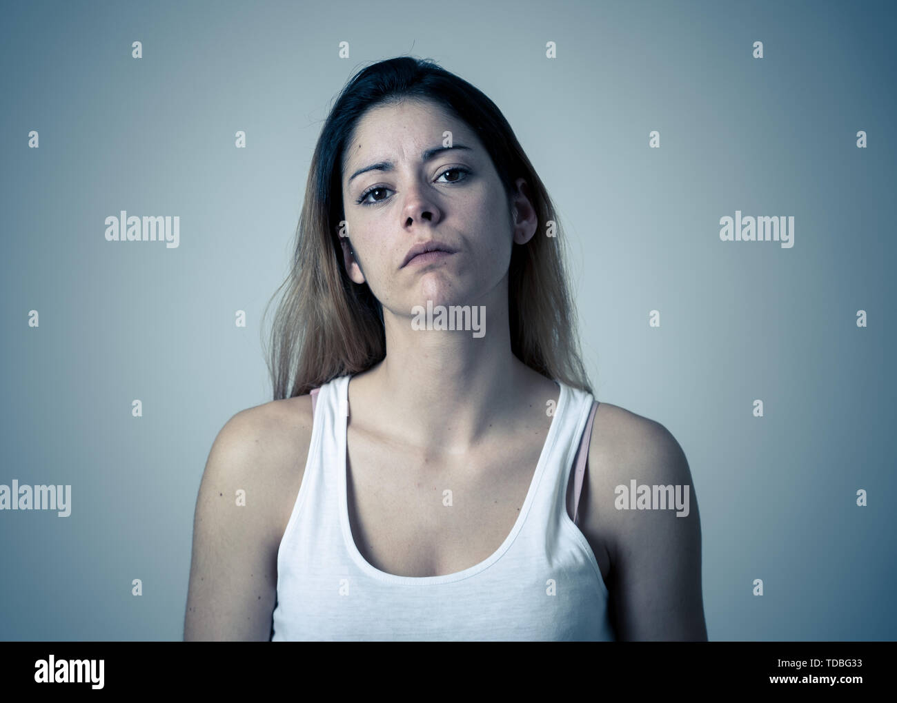 Facial expressions, emotions Anger. Young attractive caucasian woman ...