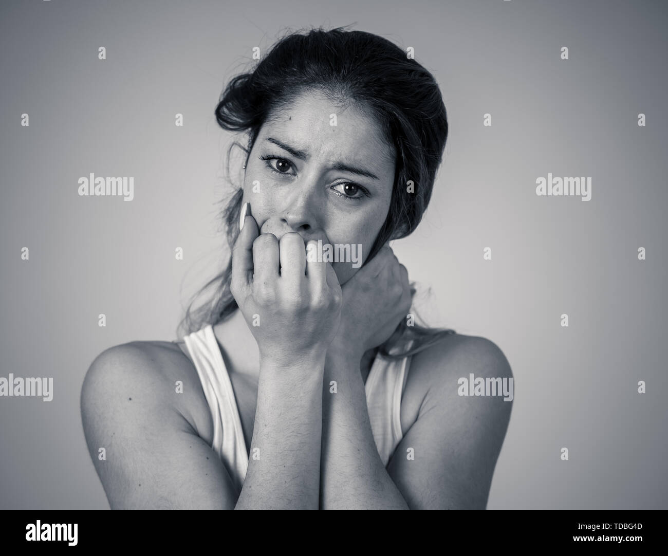 Young woman suffering from depression feeling miserable hopeless and ...