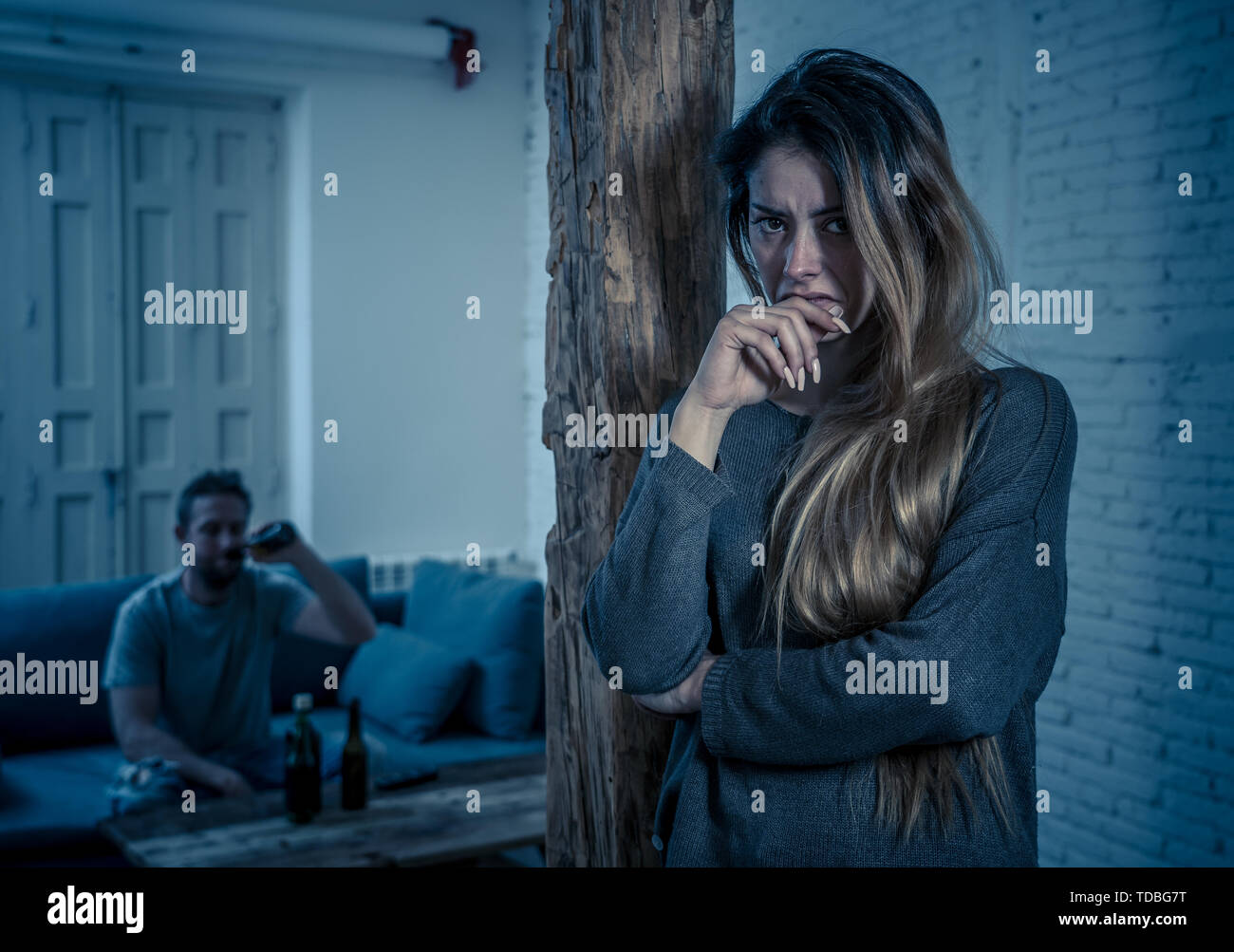 Social issues Domestic violence concept. Woman victim of spouse ...