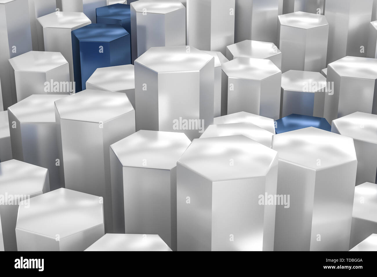 Hexagonal column dispersion, three-dimensional rendering Stock Photo ...