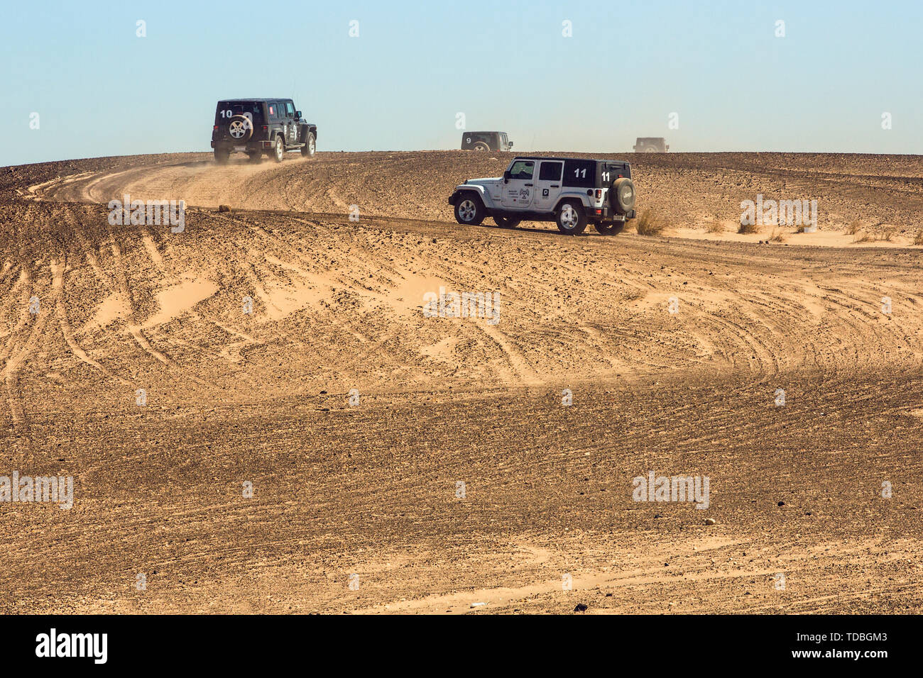 North Africa, Africa, Sahara, desert, Mauritania, motorcade, jeep, off ...