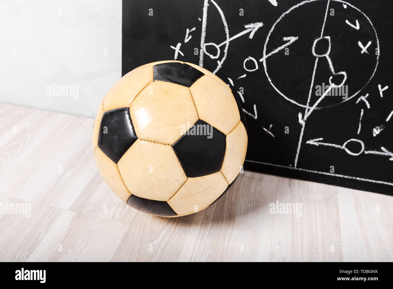 Soccer plan chalk board with formation tactic Stock Photo - Alamy