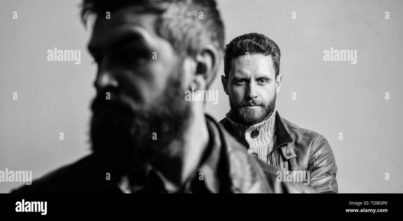 Masculinity and brutal appearance. Male hair care tips. Barbershop ...