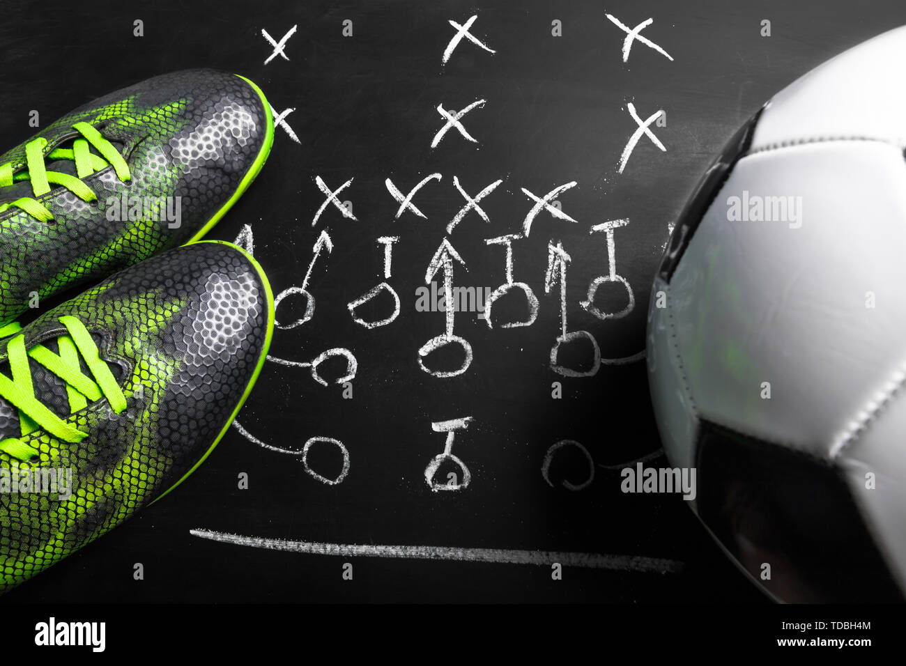 Soccer plan chalk board with formation tactic Stock Photo - Alamy
