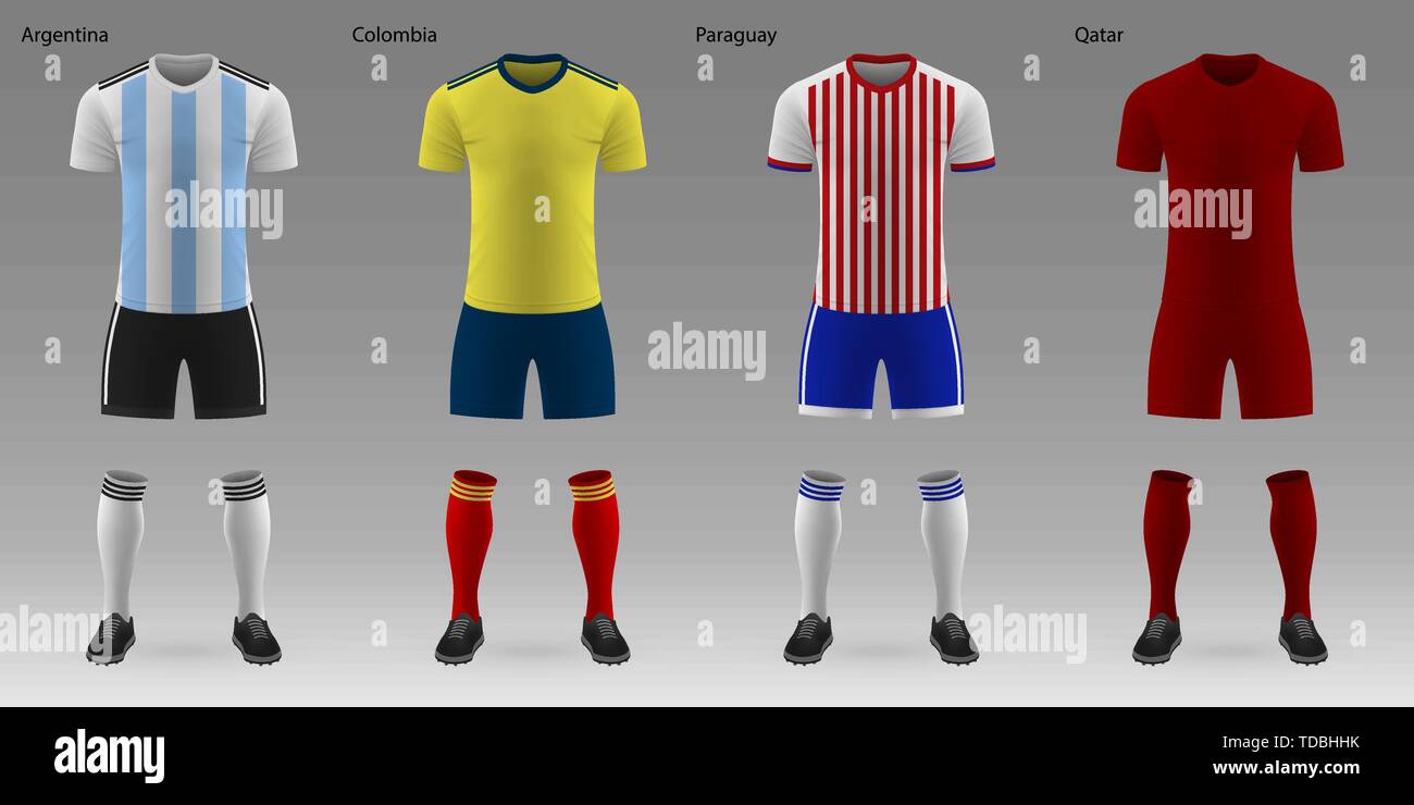 Set of realistic football kits, shirt template for soccer jersey ...