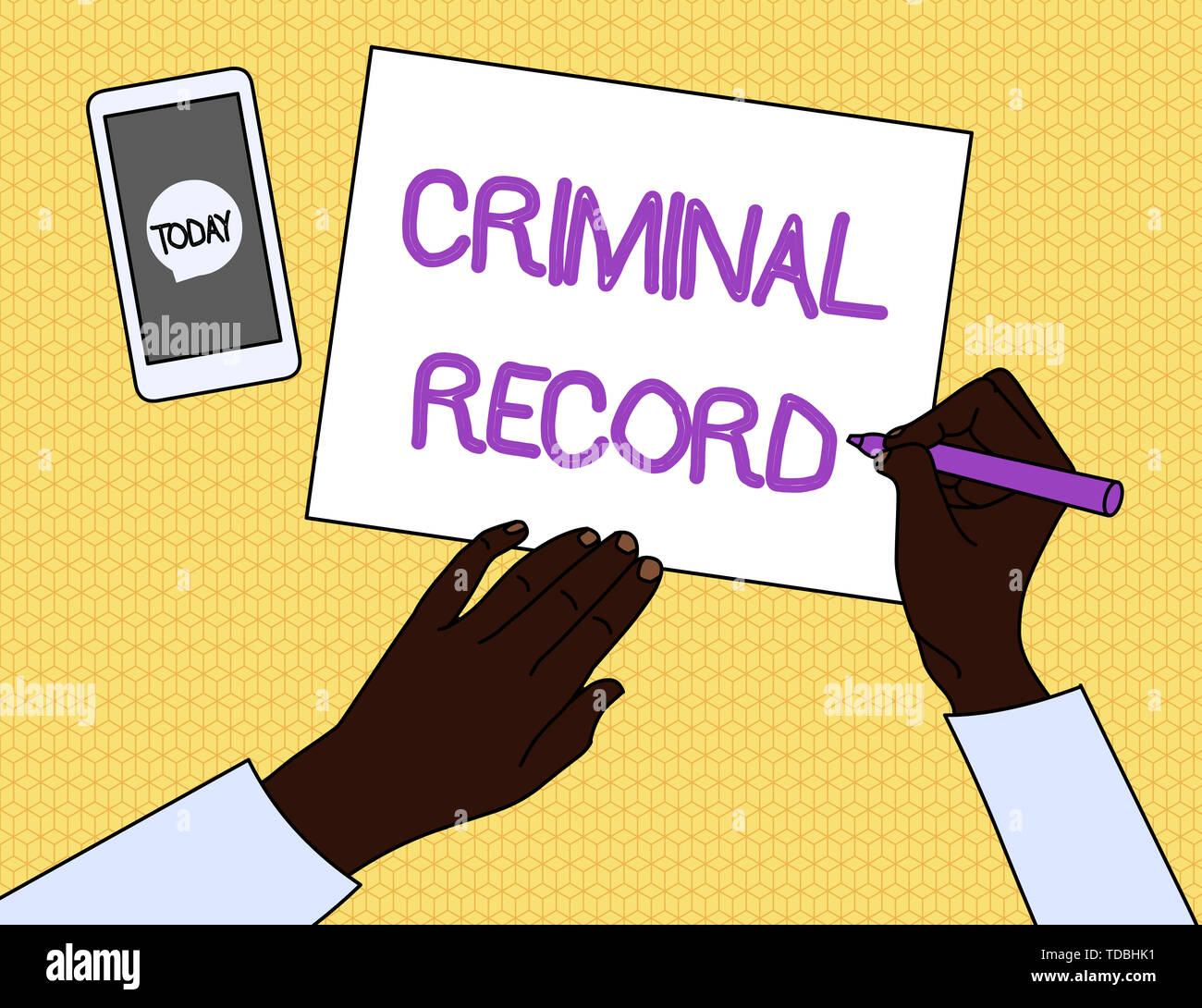 Handwriting text Criminal Record. Conceptual photo profile of a ...