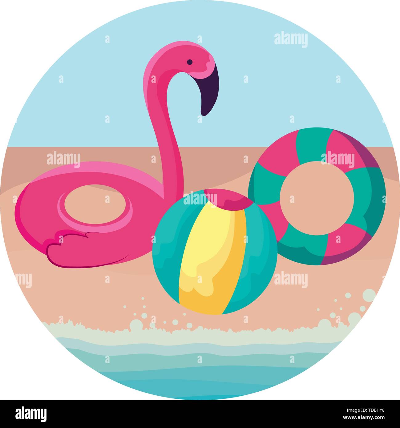 floats protections summer with ball of beach in beach vector ...