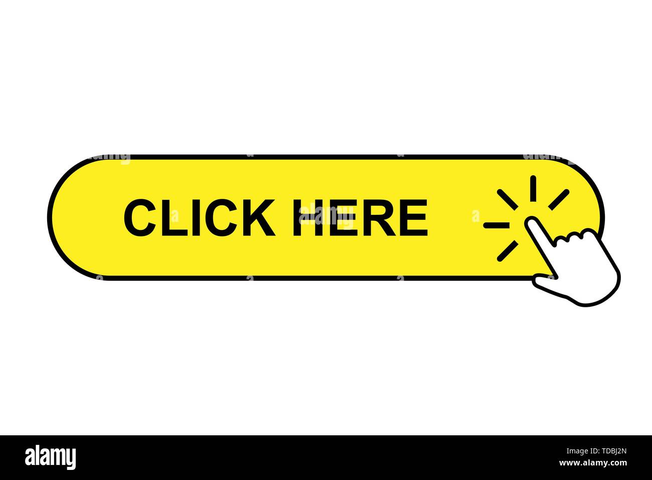 Click here button with hand icon . Template for your design Stock ...