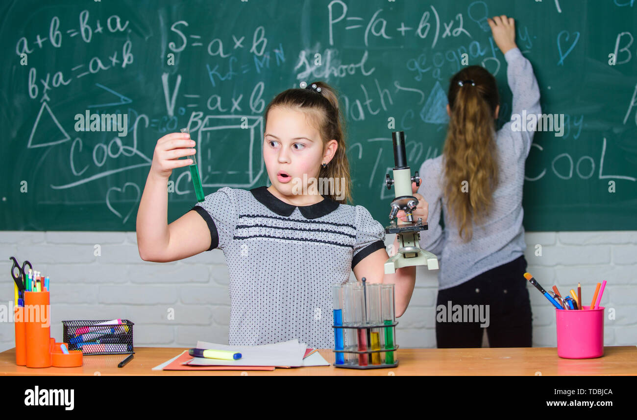 Biology lesson. Improving modern medicine. Chemistry research. Children ...