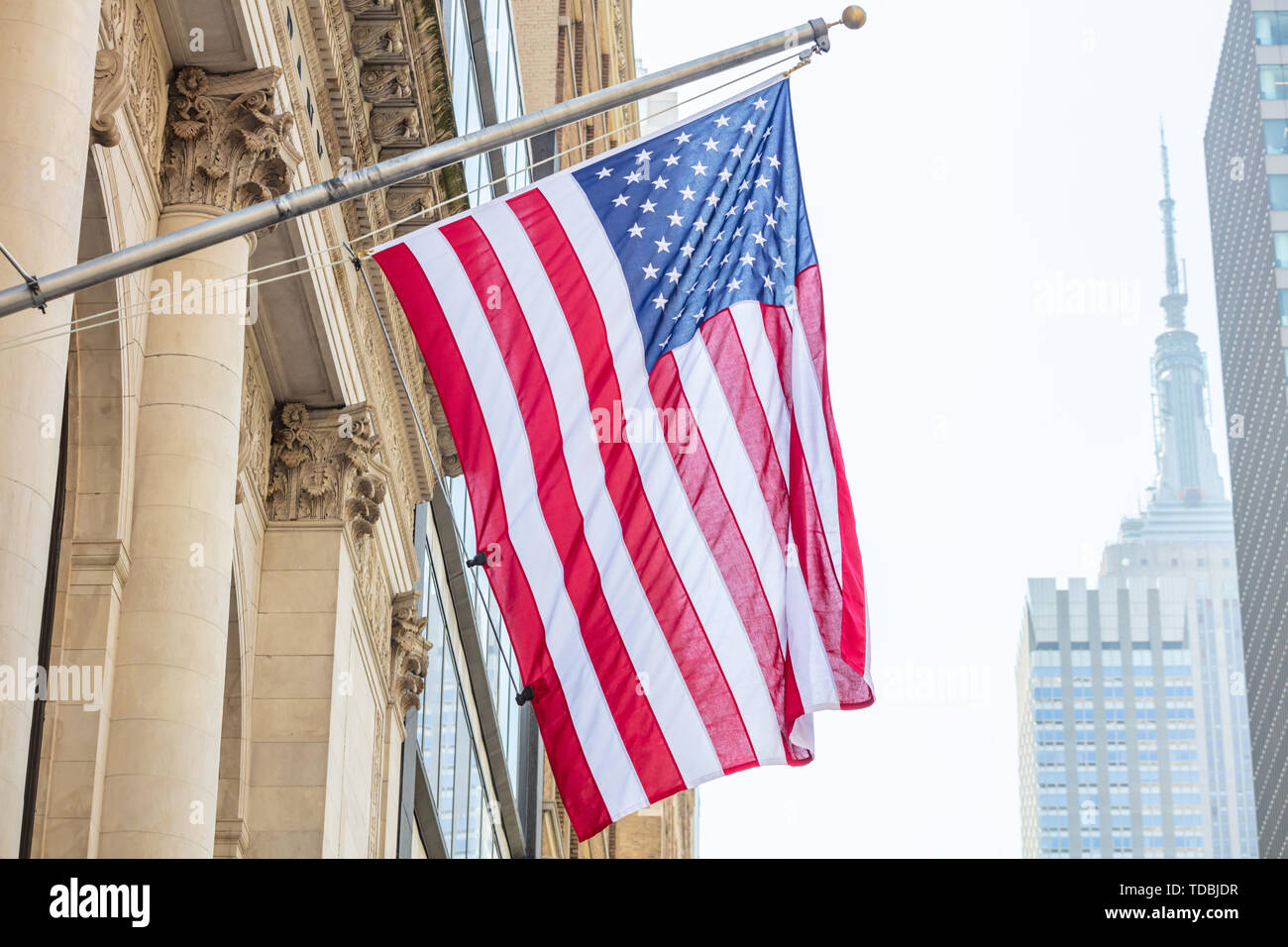 USA symbol in New York streets. American flag on a building, Manhattan ...