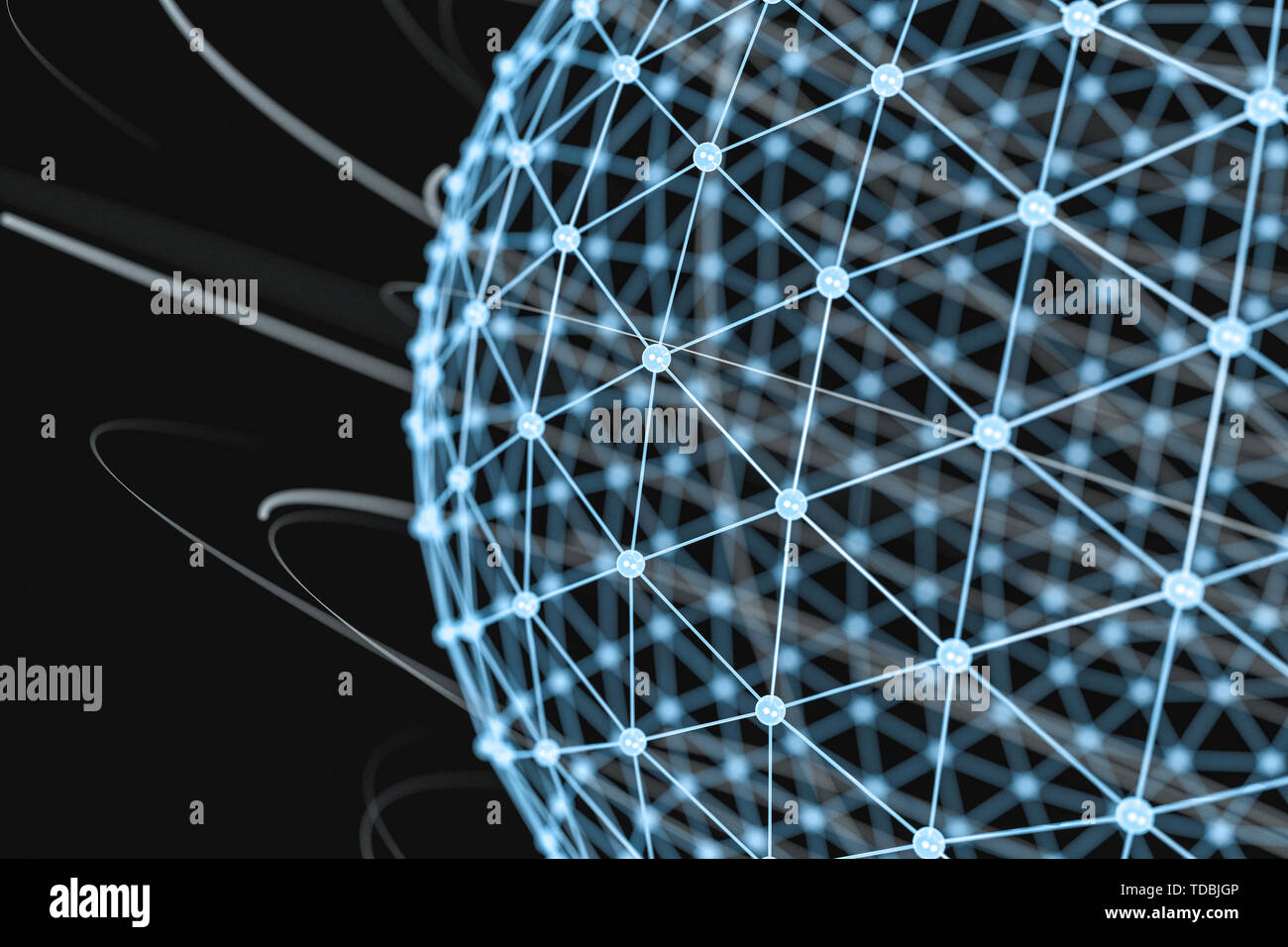 Three-dimensional rendering, sphere lines and nodes Stock Photo - Alamy