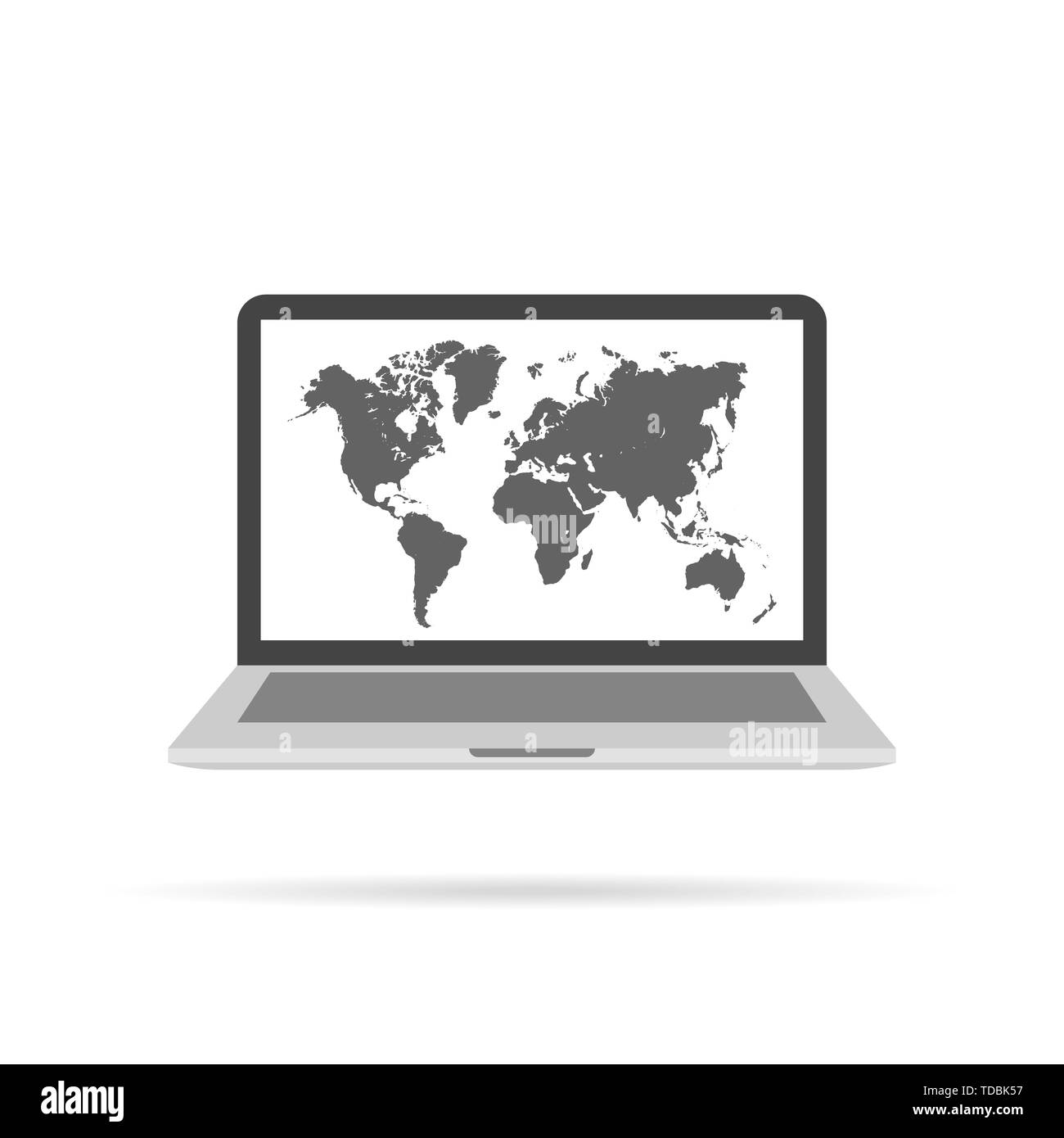 World map in laptop icon with shadow Stock Vector Image & Art - Alamy