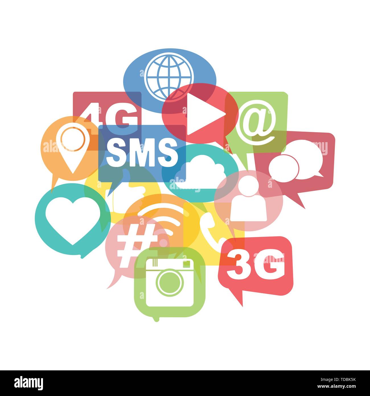 Social media icons set. Different colors. Vector Stock Vector Image ...