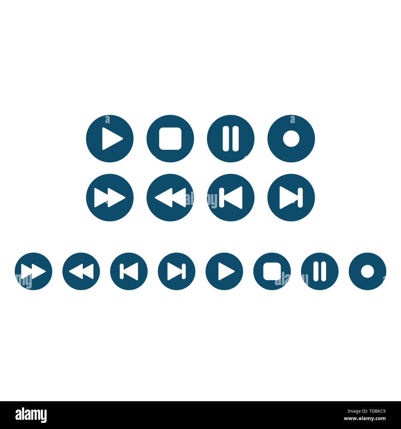 Media player buttons set on white background Stock Vector Image & Art ...