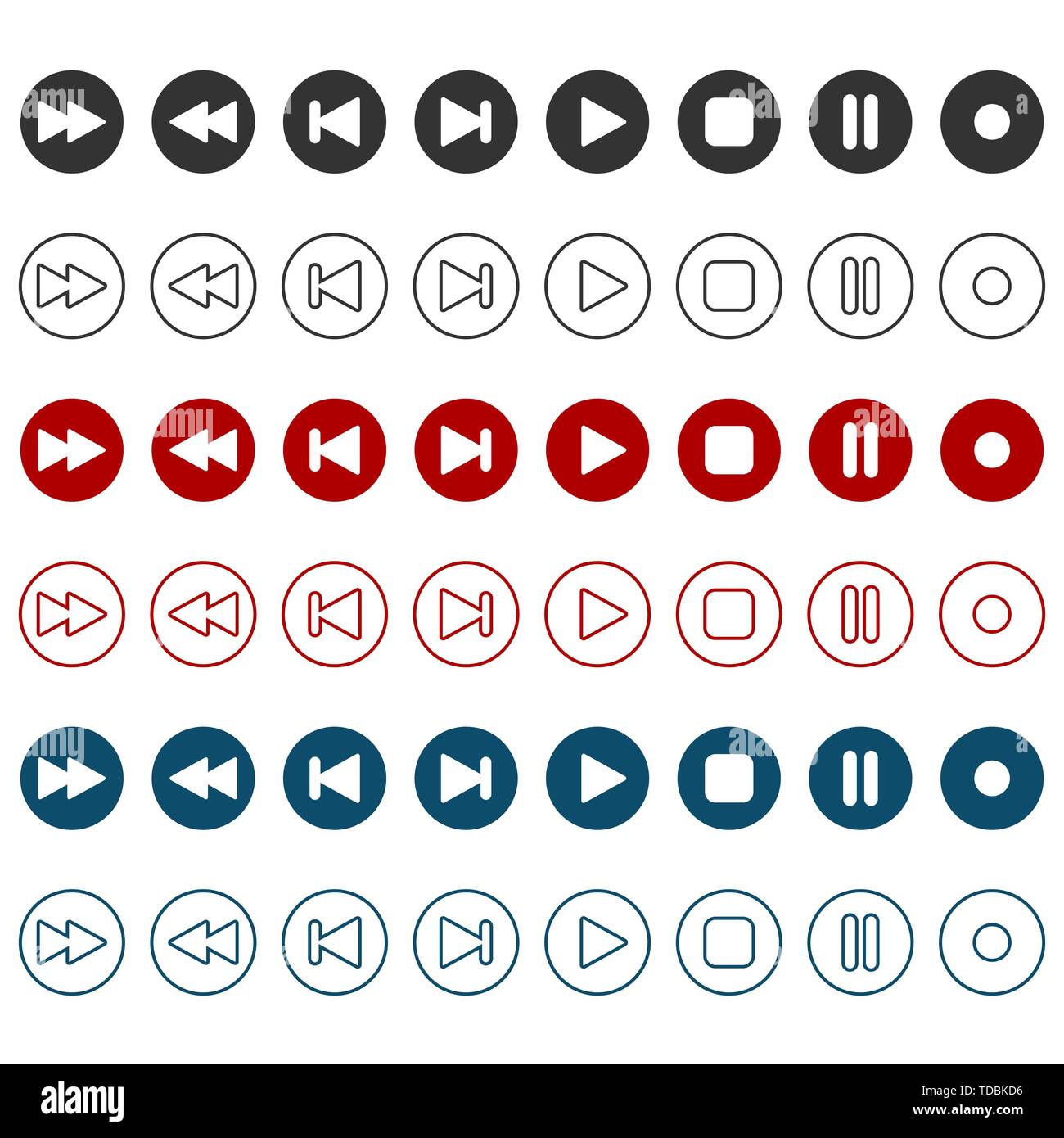 Media player buttons set on white background Stock Vector Image & Art ...