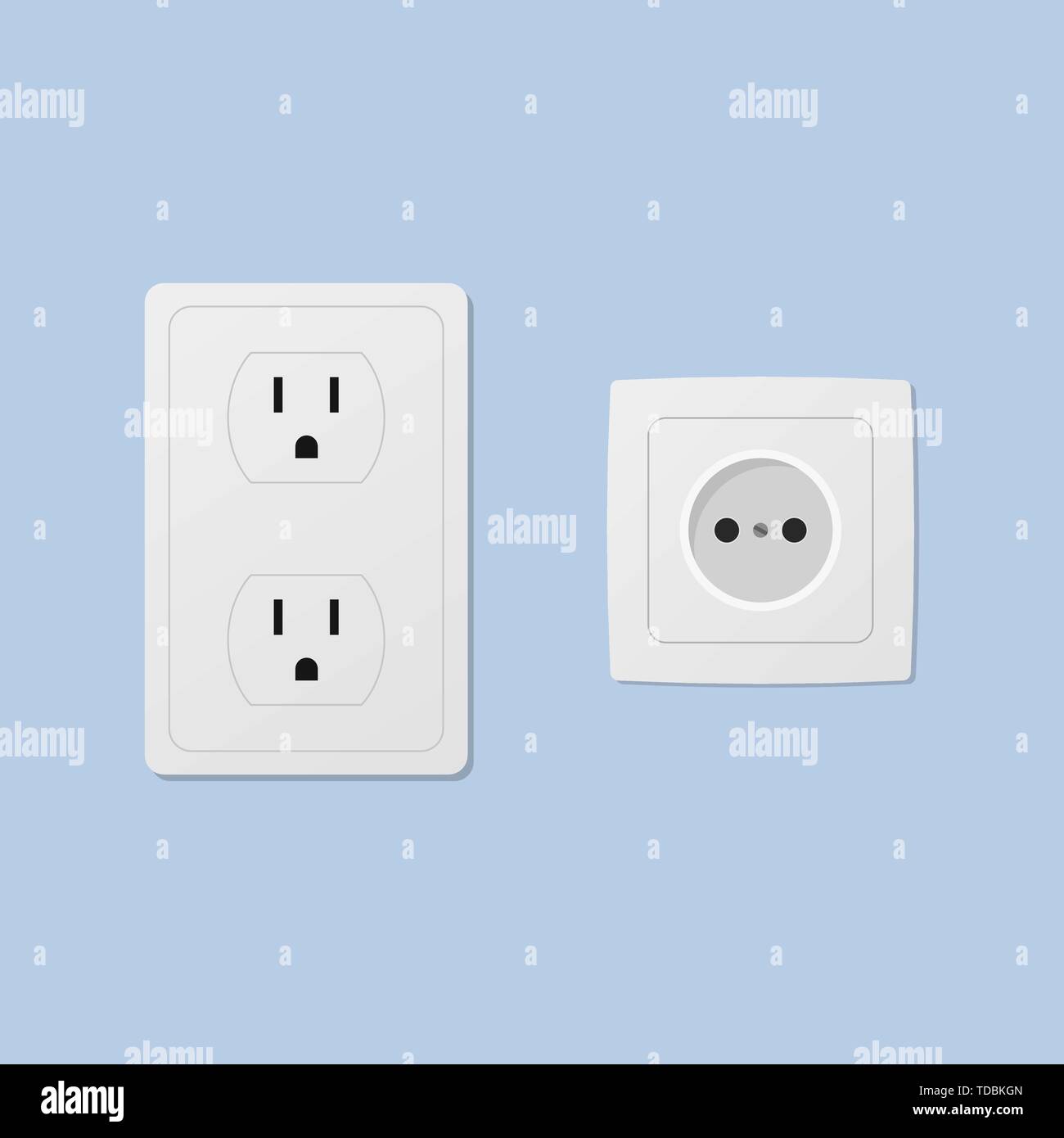 Power socket isolated on blue background. Vector Stock Vector Image ...