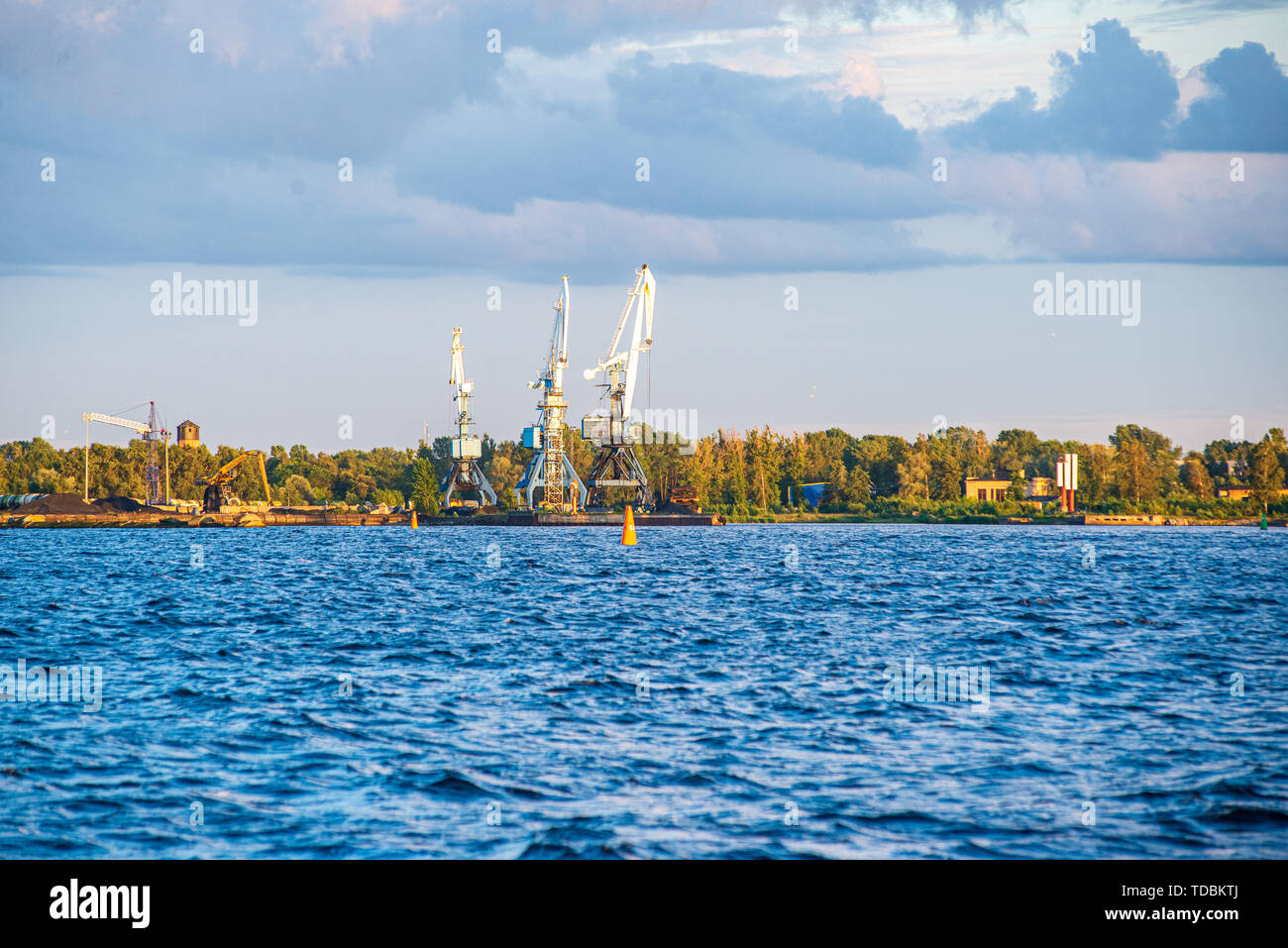 Riga city panoramic view across the river of Daugava in summer latvia ...