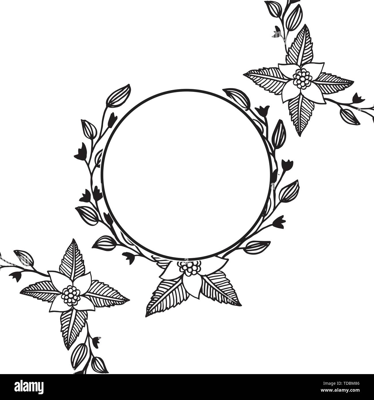 Vector illustration design modern with drawing flower frame hand drawn ...