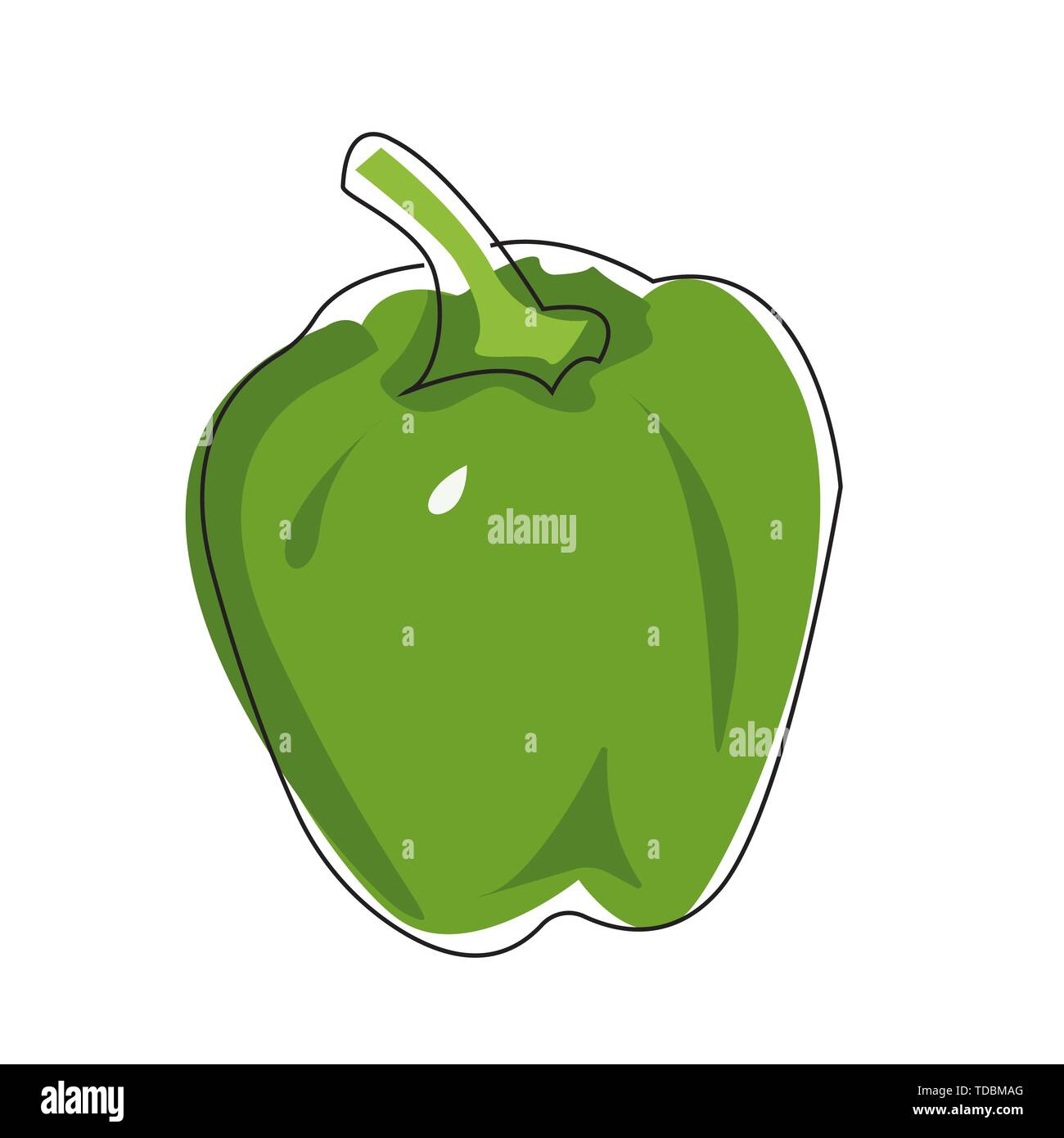 Vector flat illustration of green pepper on a white background Stock ...