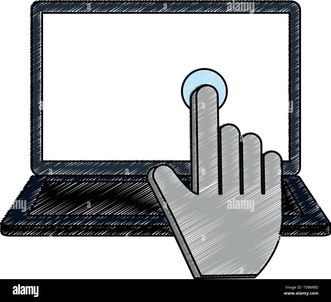Cursor touching laptop screen scribble Stock Vector Image & Art - Alamy