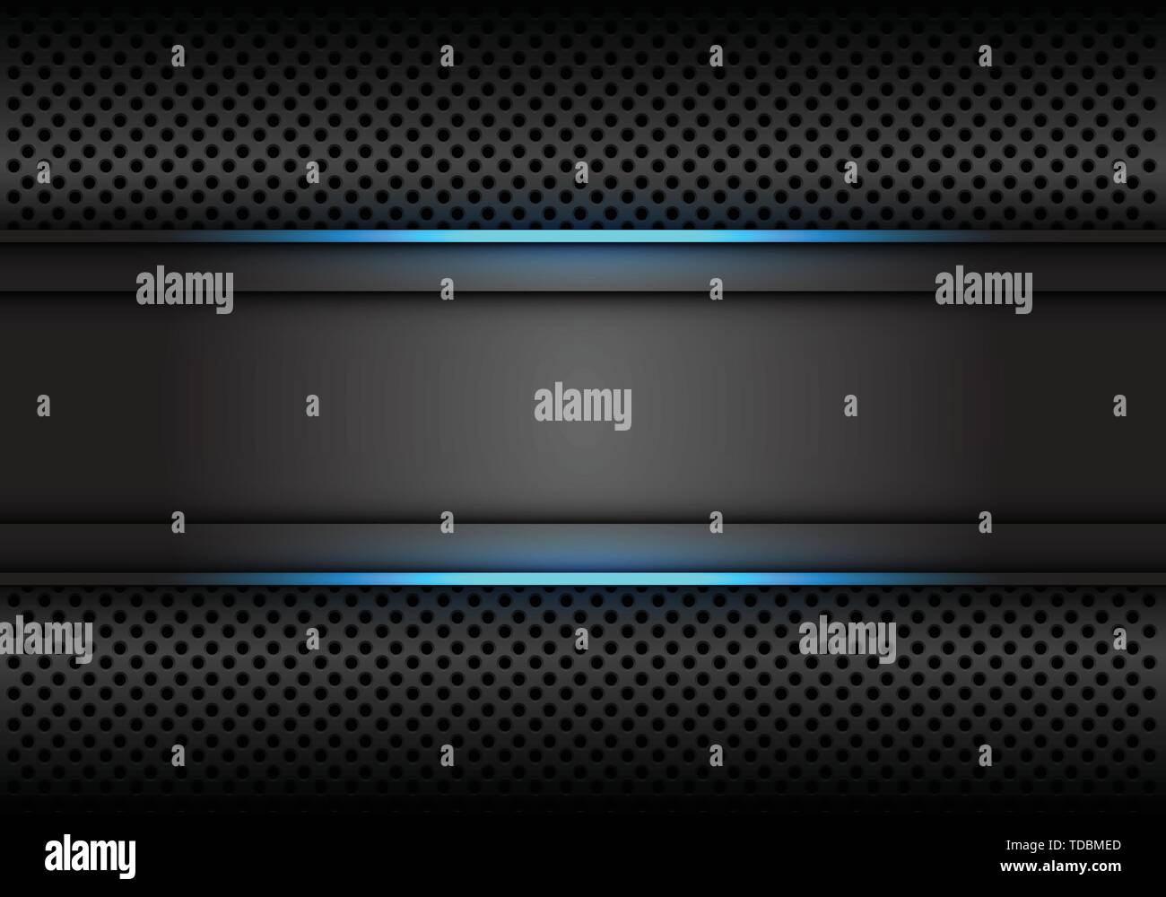 Abstract Dark Gray Banner On Black Circle Mesh With Blue Light Design Modern Futuristic 