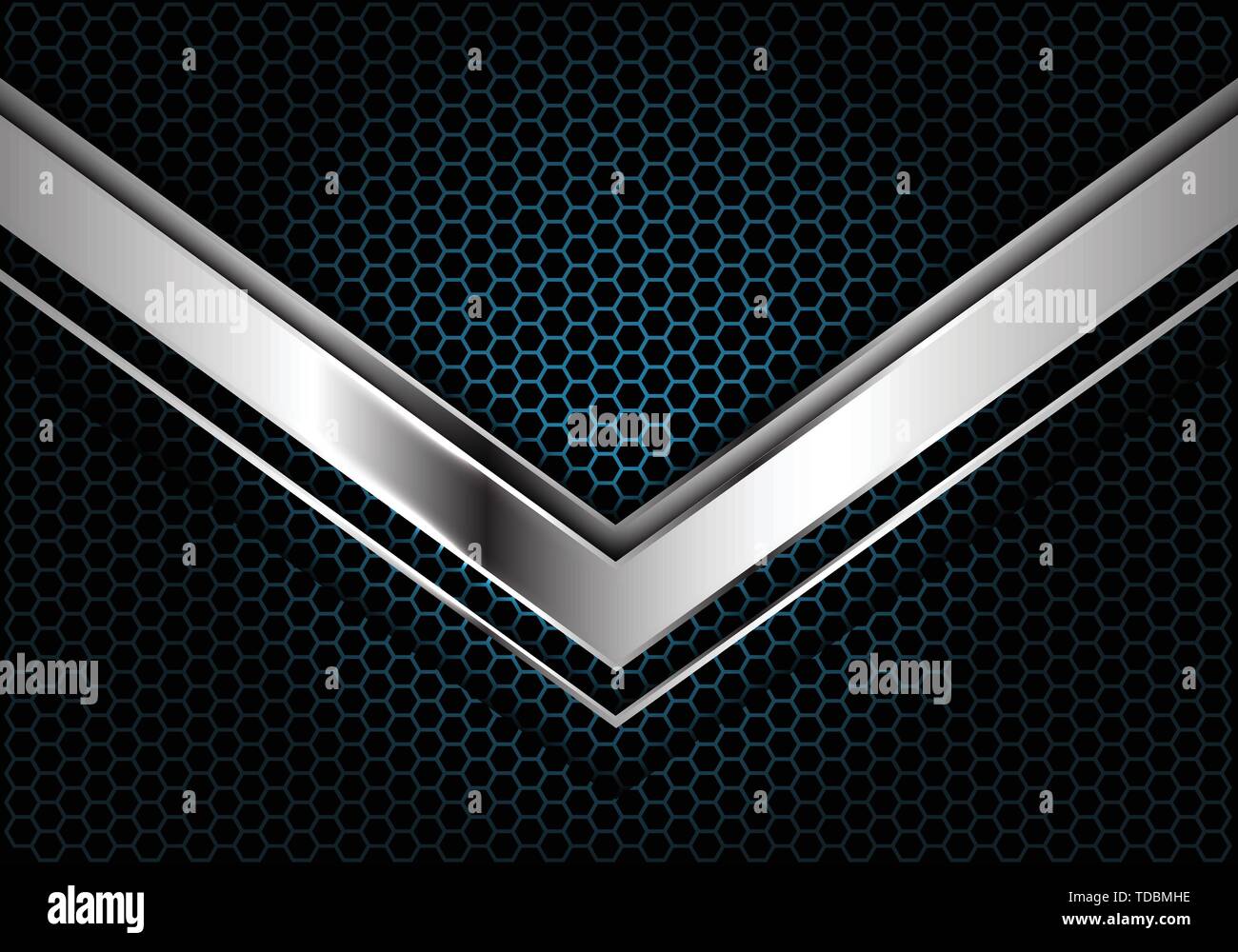 Abstract Silver Arrow Direction On Dark Blue Circle Mesh Design Modern Luxury Futuristic 