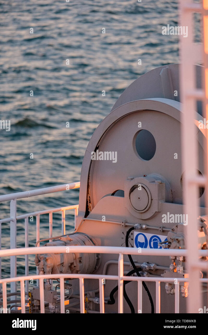 sea ferry mechanical details and antennas Stock Photo - Alamy