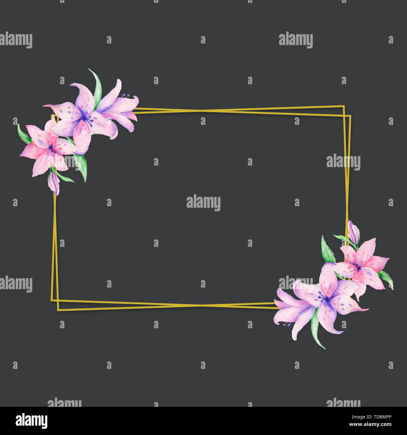 Gold square frame, golden border, framework, banner, metal glowing thin ...