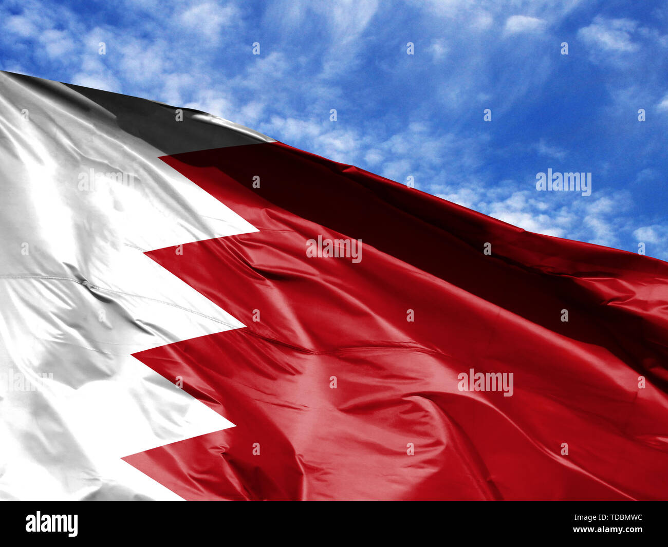 Blue sky background with bahrain flag hi-res stock photography and ...