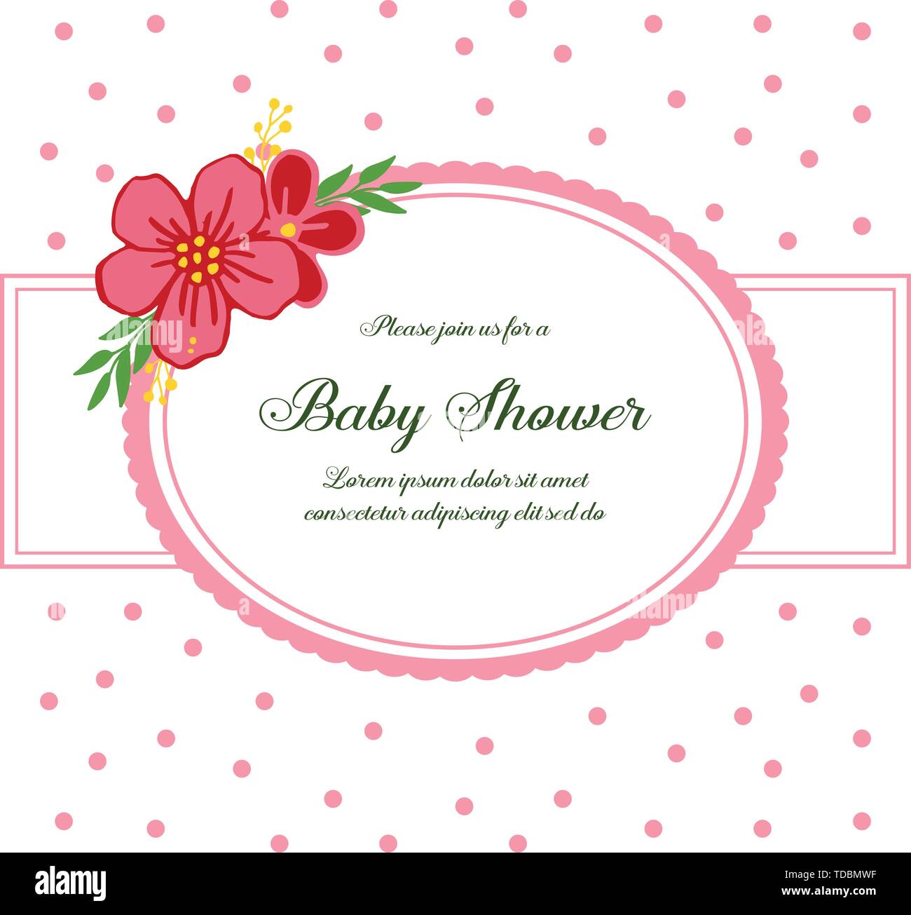 Vector illustration artwork pink flower frame with design of card baby ...