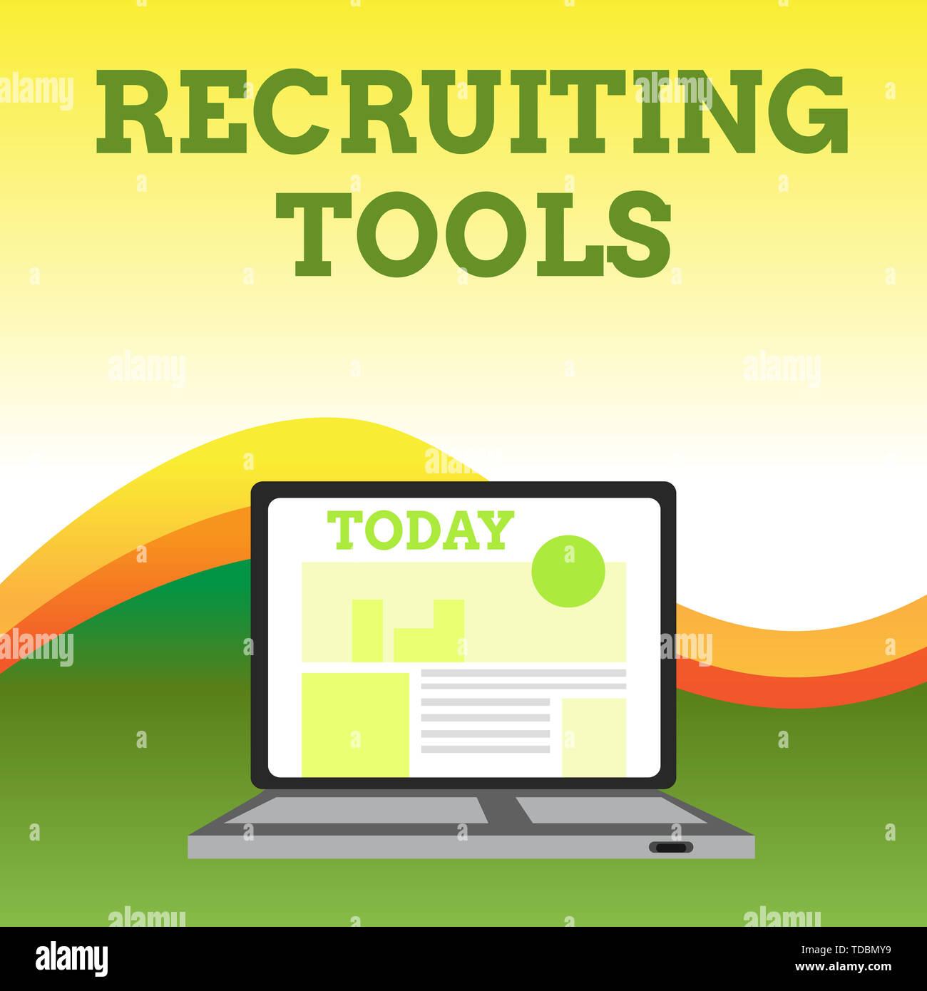 Text sign showing Recruiting Tools. Business photo showcasing getting ...