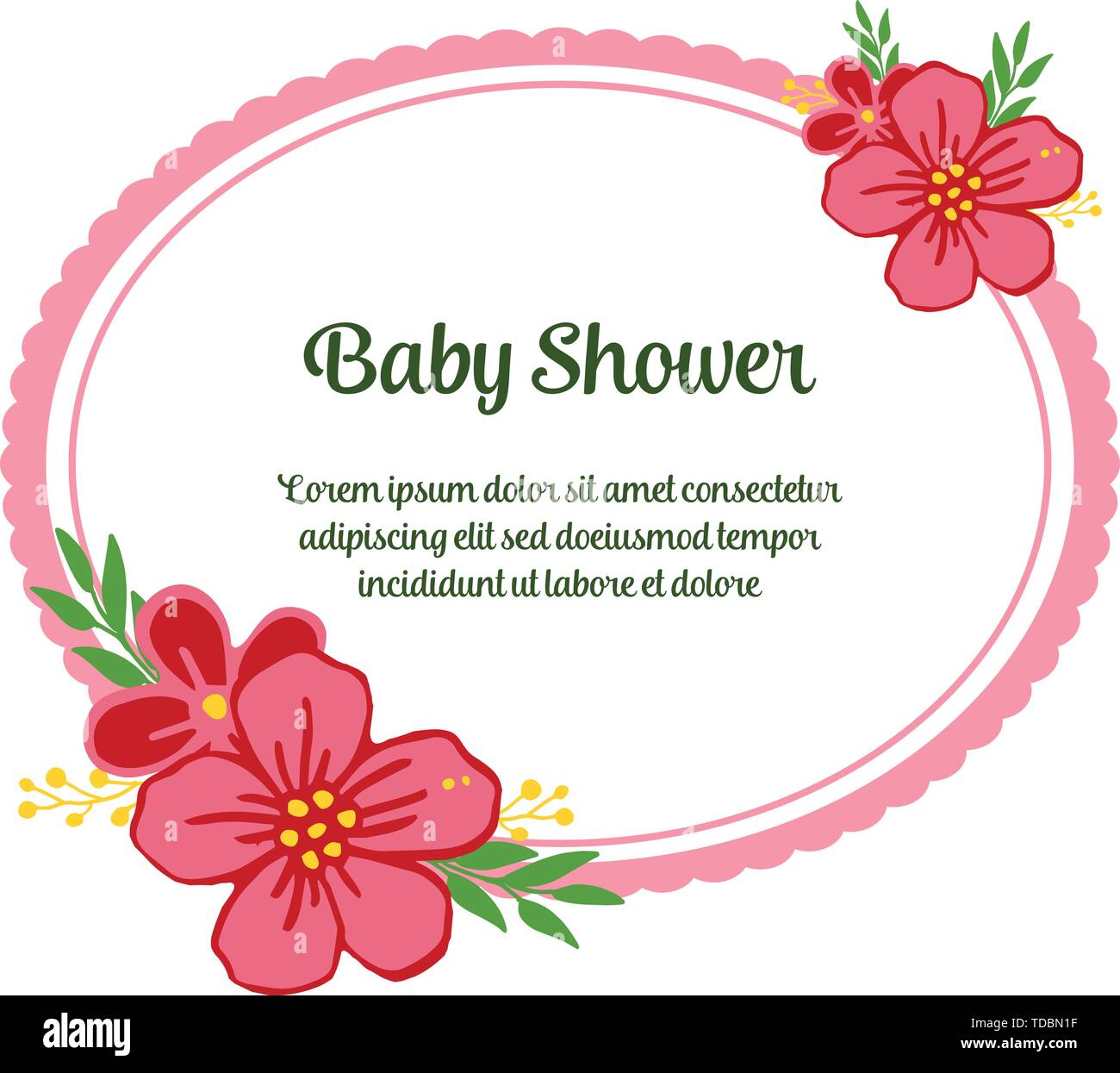 Vector illustration artwork pink flower frame with design of card baby ...