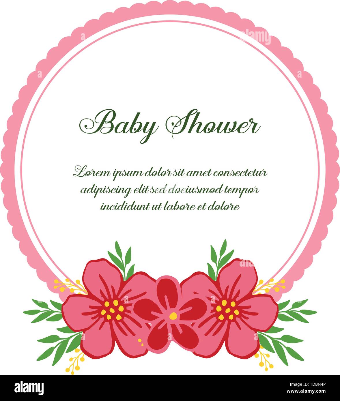 Vector illustration artwork pink flower frame with design of card baby ...