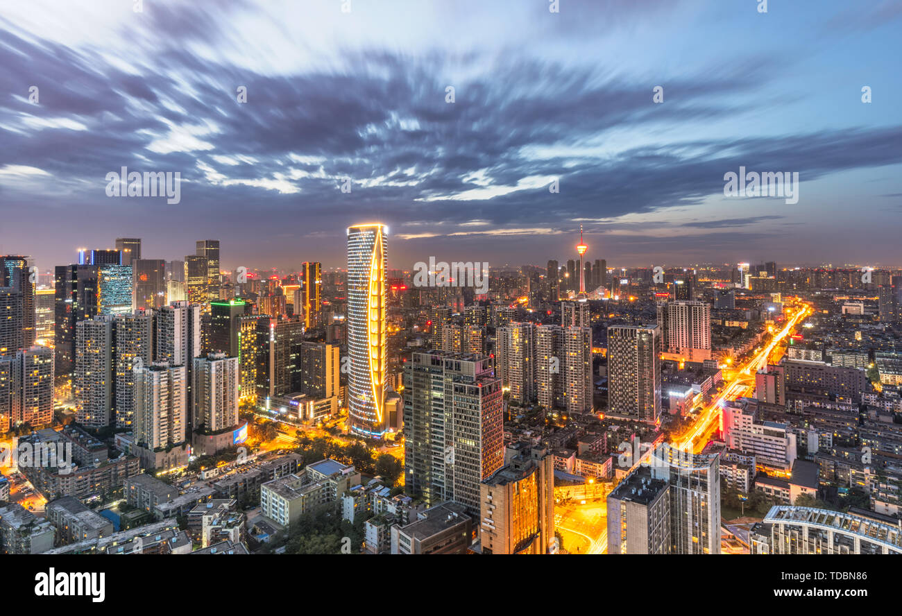 Chengdu city skyline night view Stock Photo - Alamy