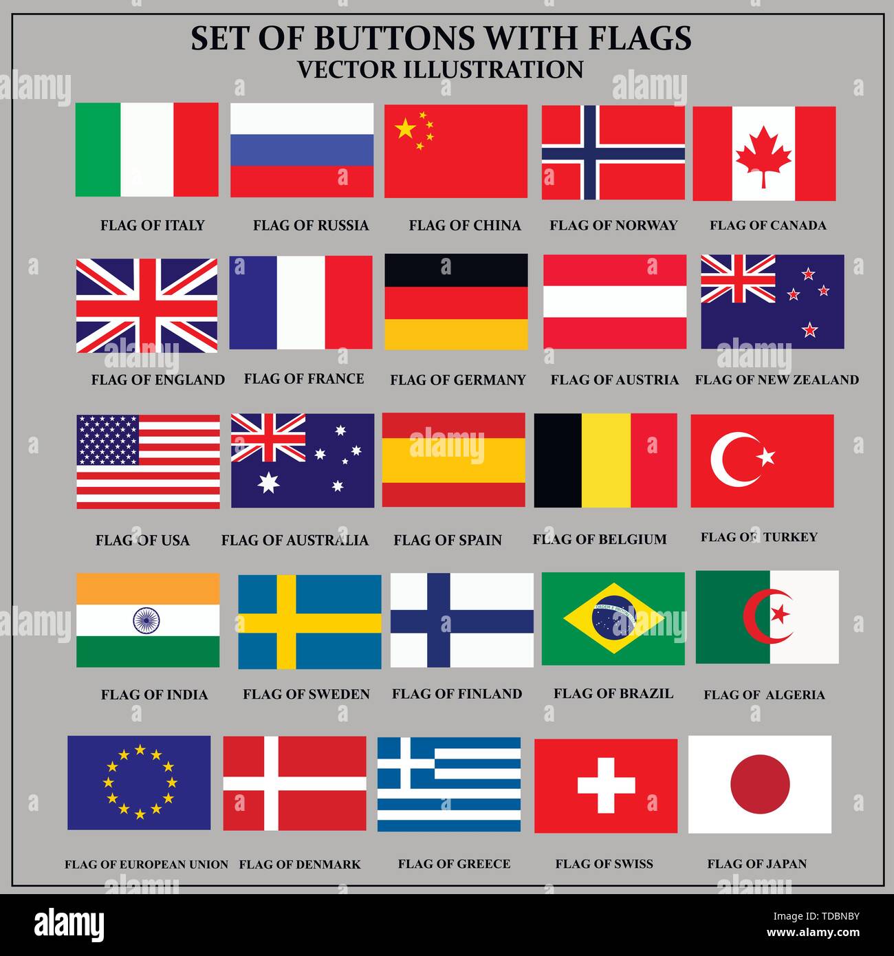 Bright set of banners with flags. Colorful illustration with flags of ...