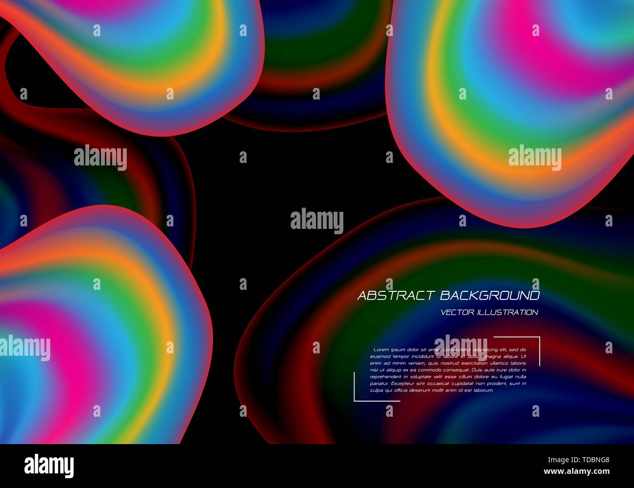 Abstract Rainbow Curve Overlap On Black Design Modern Background Vector