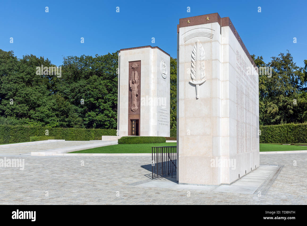 American WW2 memorial monument with names buried soldiers in Luxembourg ...