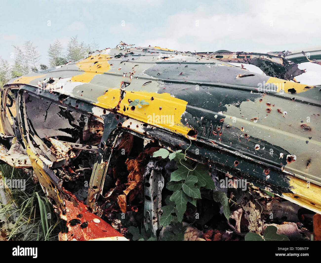 An armored vehicle that was shot through Stock Photo - Alamy