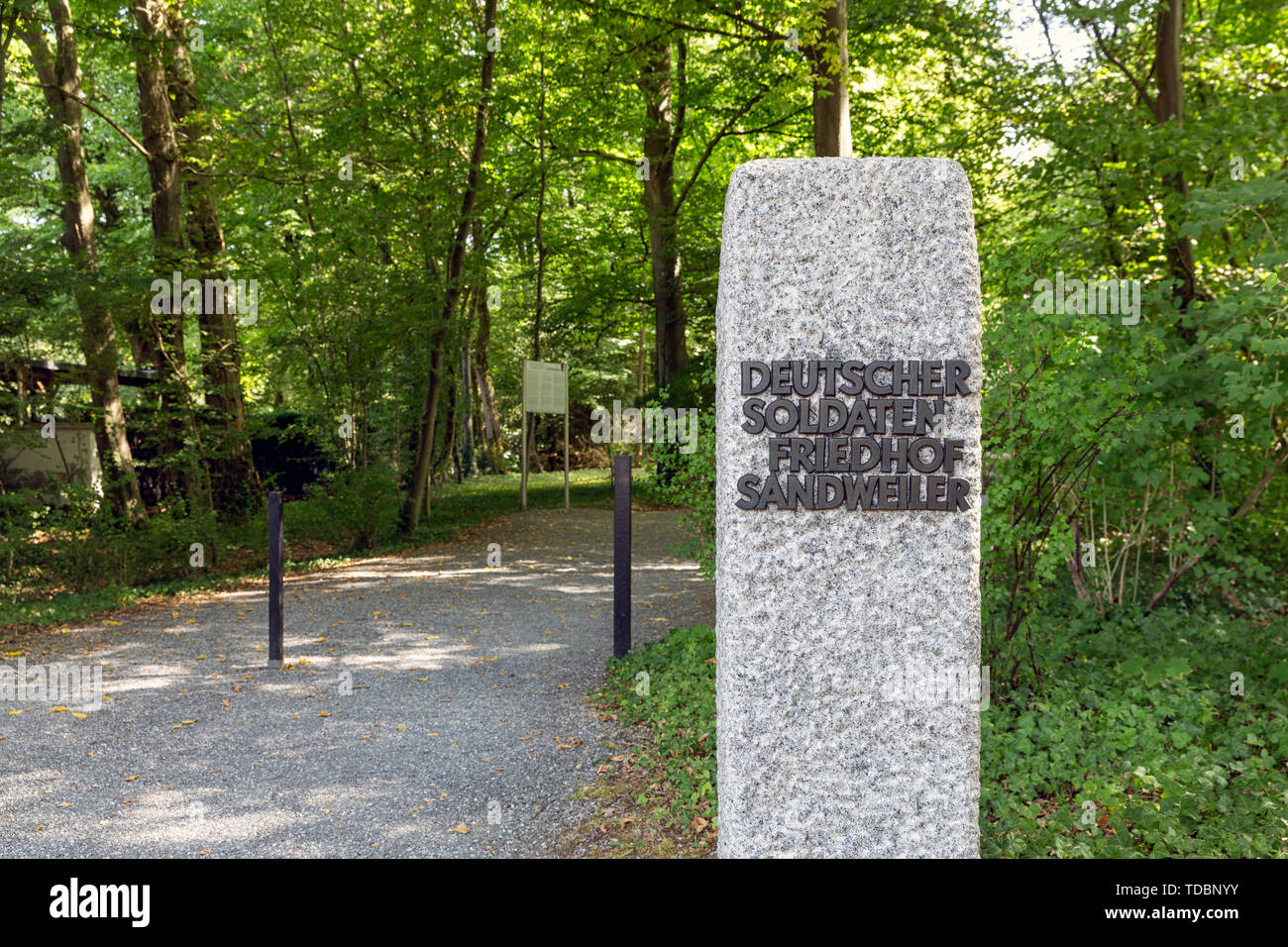 Memorial stone at entrance German WW2 Cemetery in Luxembourg Stock ...