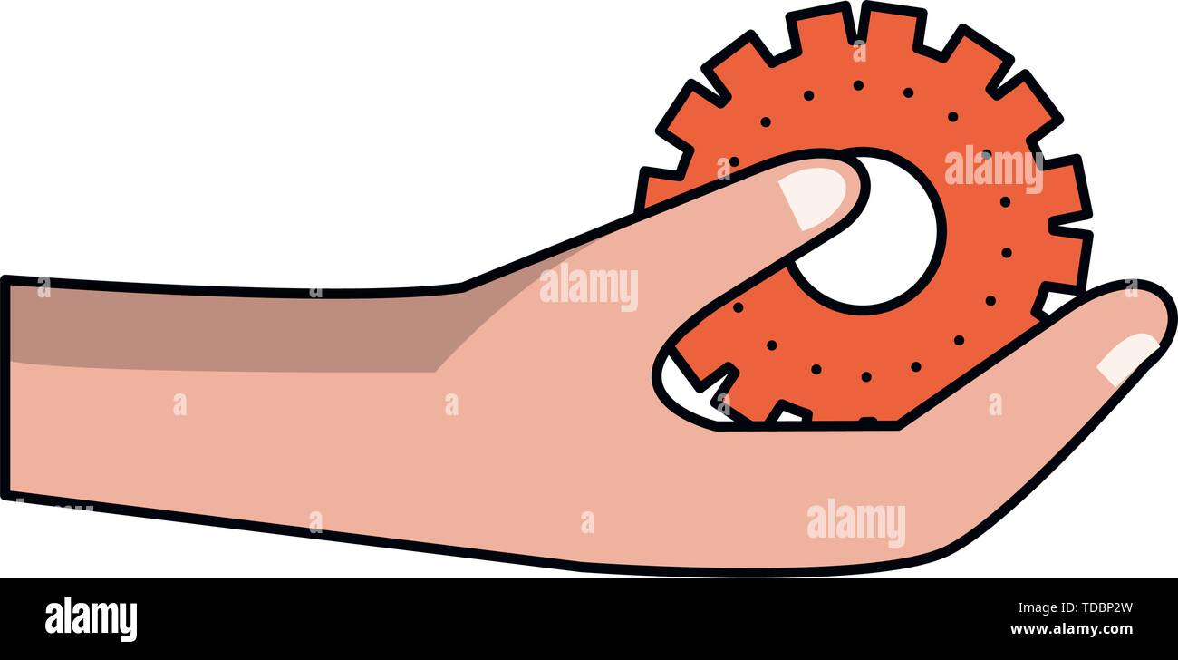 Hand holding gear symbol isolated Stock Vector Image & Art - Alamy