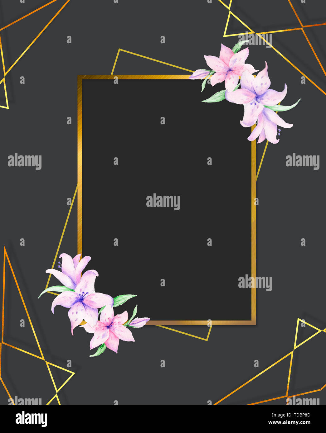 Gold square frame, golden border, framework, banner, metal glowing thin ...