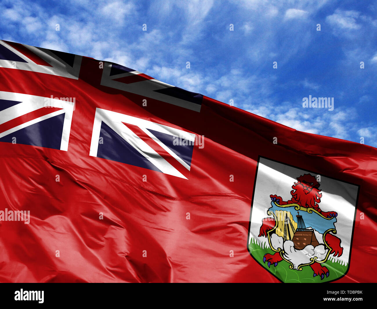 Blue sky background with bermuda flag hi-res stock photography and ...