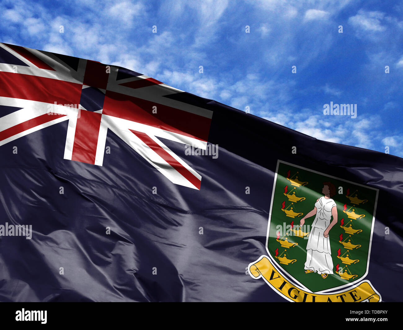 Blue sky background with british virgin islands flag hi-res stock ...