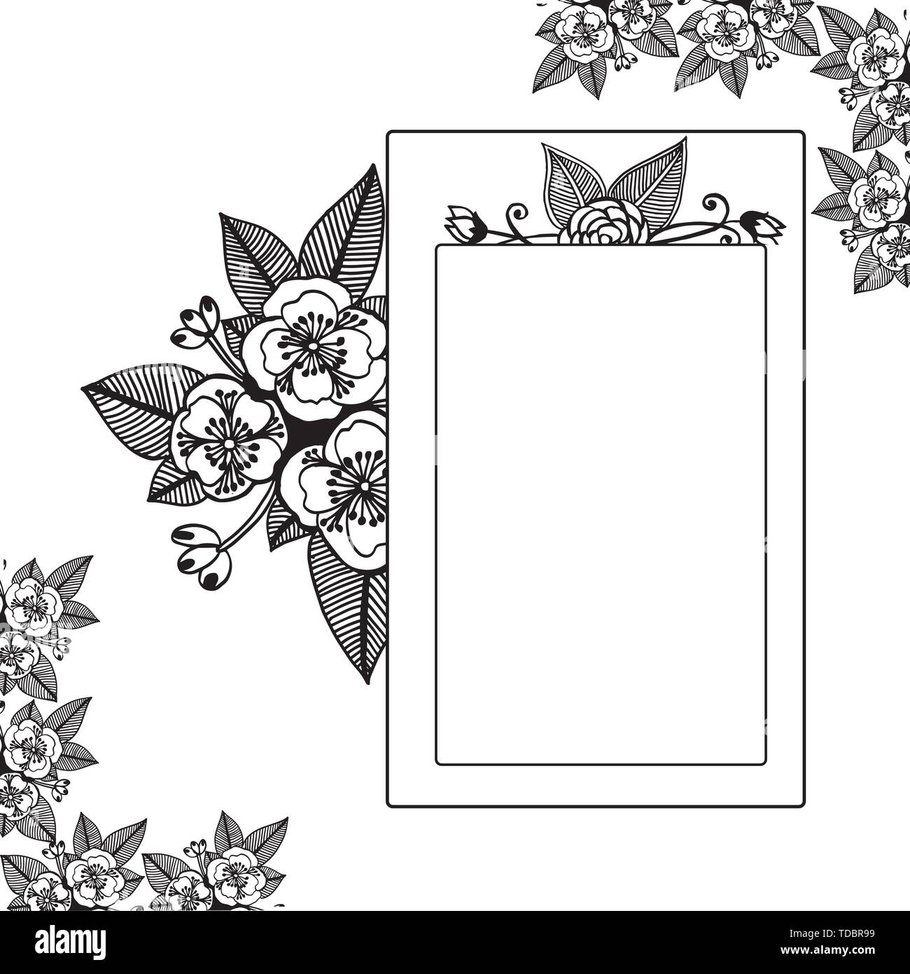 Vector illustration invitation card with beautiful wreath frame hand ...