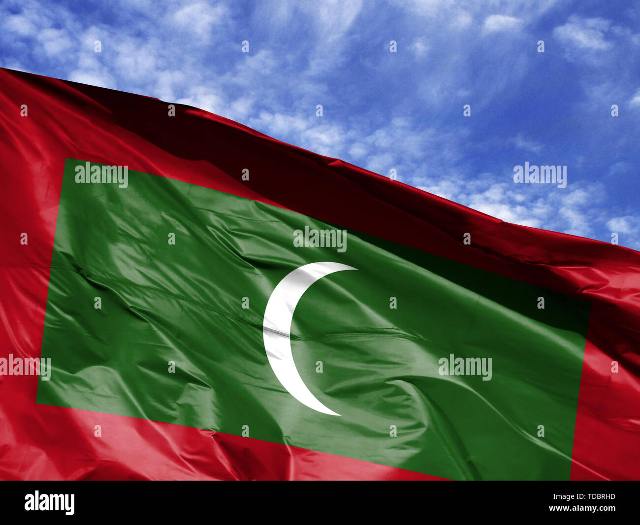 Maldives flag waving hi-res stock photography and images - Alamy