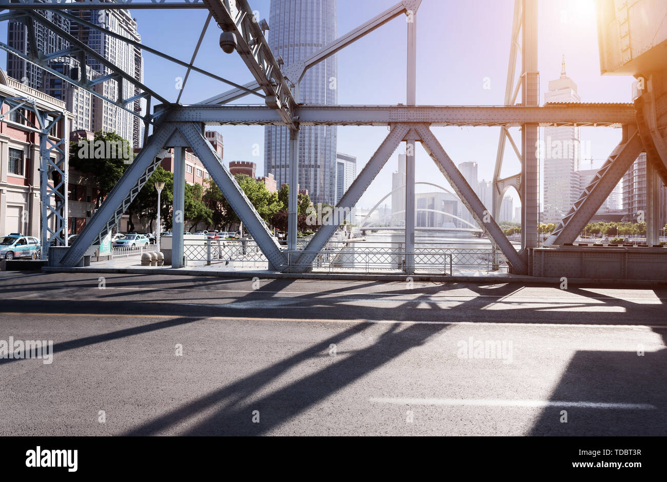 Modern skyline and buildings view from bridge Stock Photo - Alamy