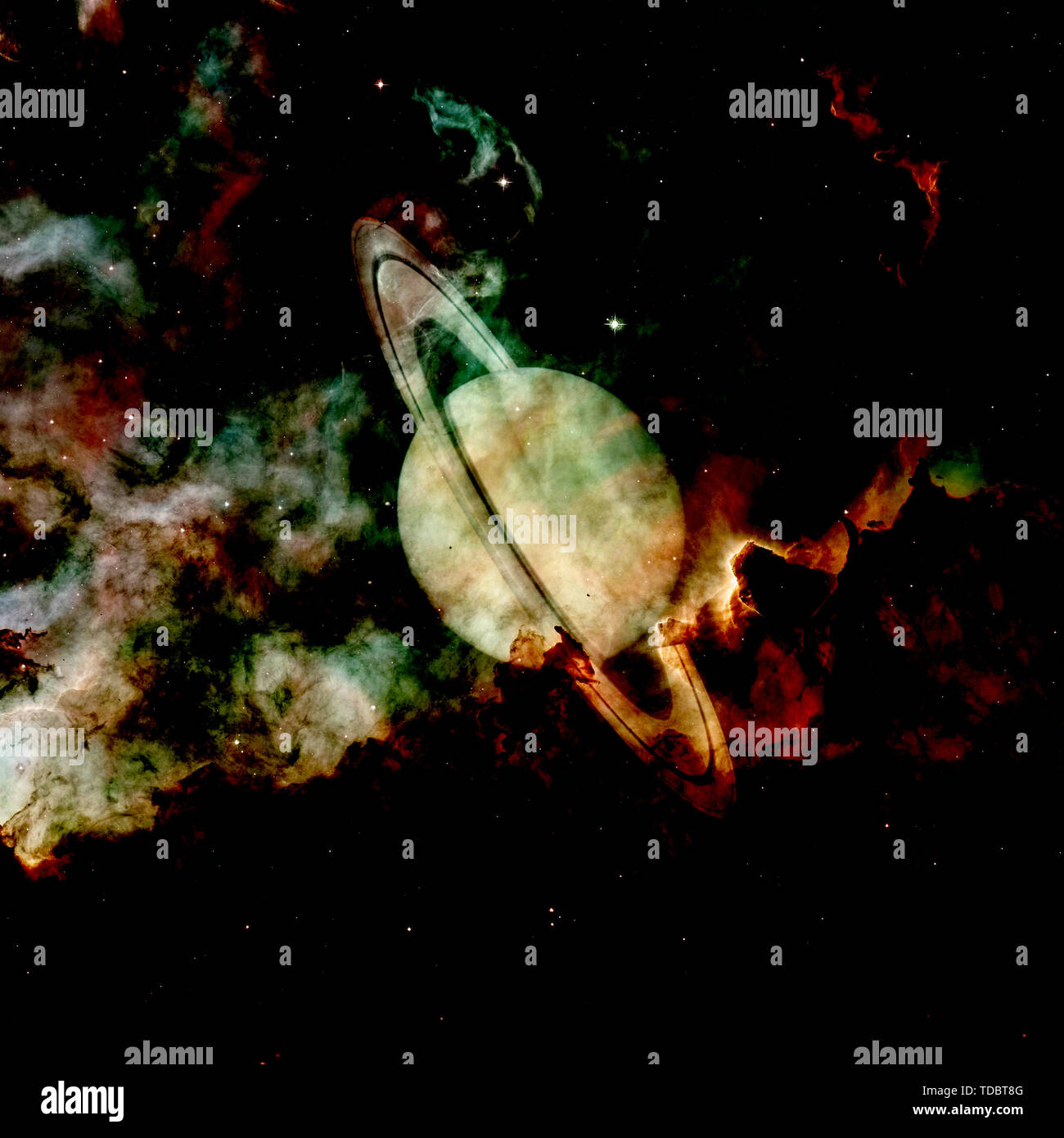 Saturn - planet of the Solar system. Science wallpaper. Elements of ...