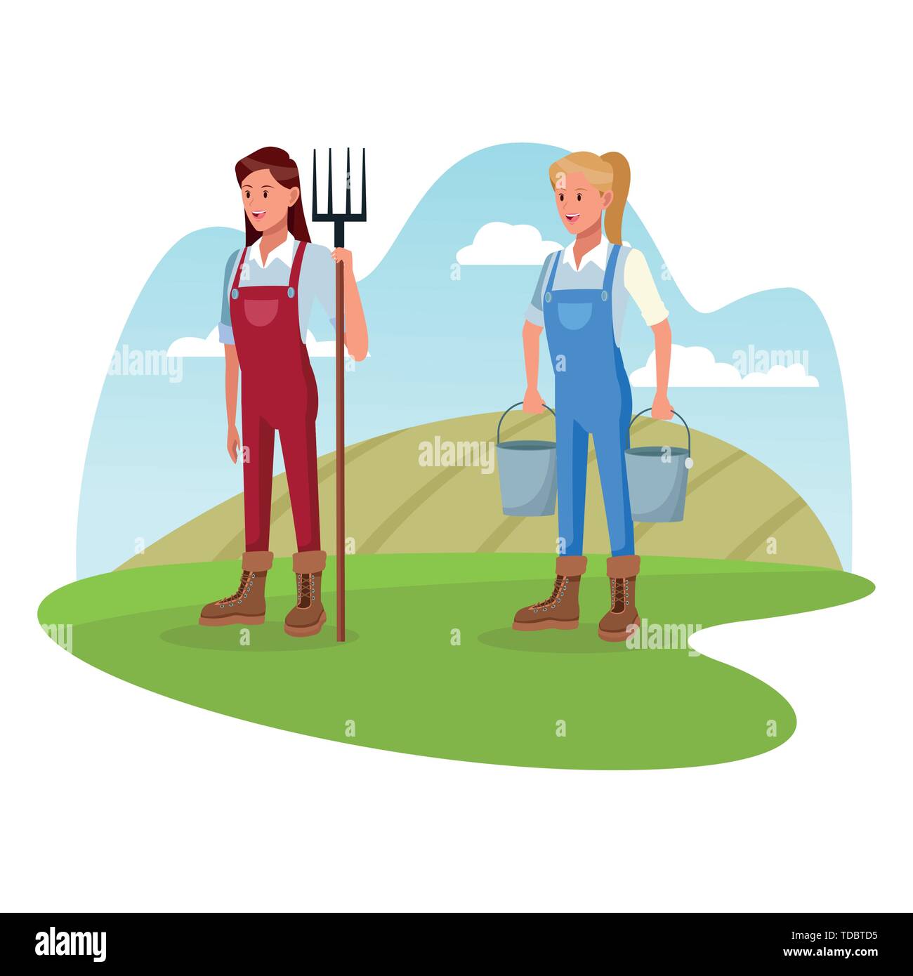 Farmers working in farm cartoons Stock Vector Image & Art - Alamy