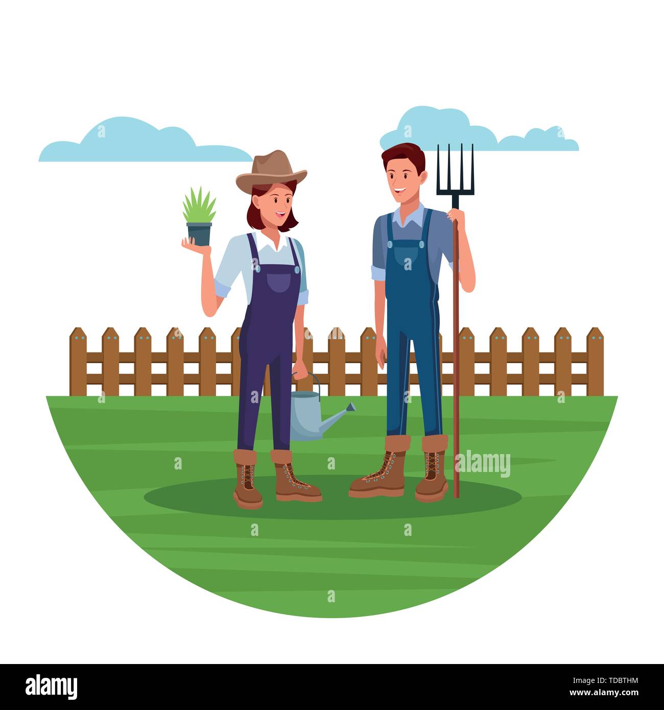 Farmers working in farm cartoons Stock Vector Image & Art - Alamy
